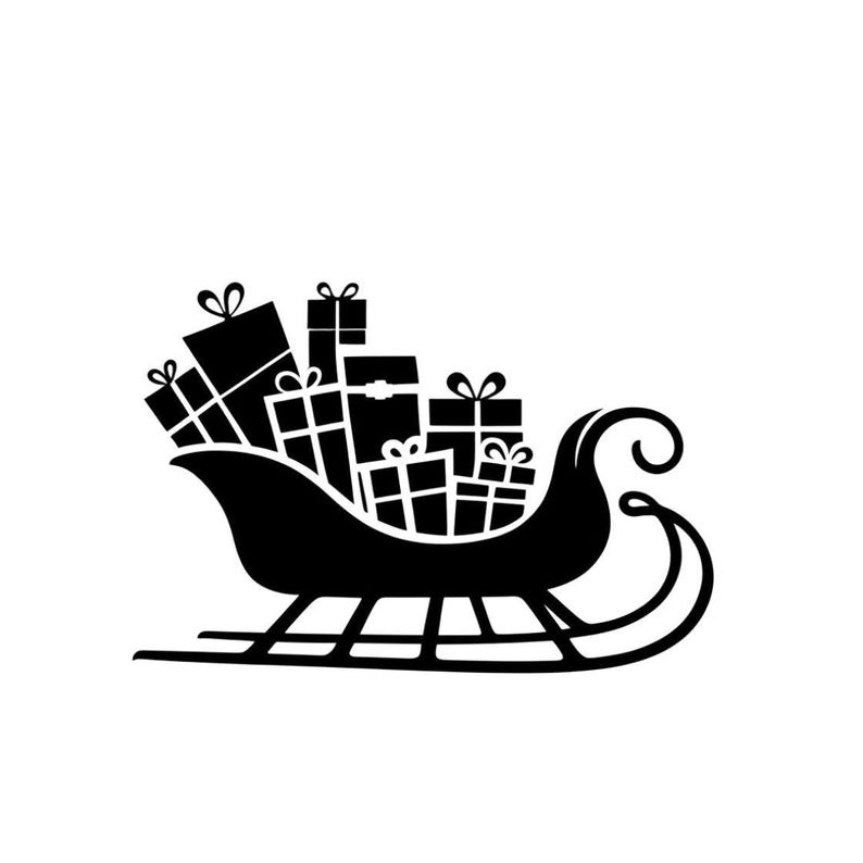6 Christmas Sleigh Svg's, Flying Santa's Sleigh Png, Svg, Sleigh With ...