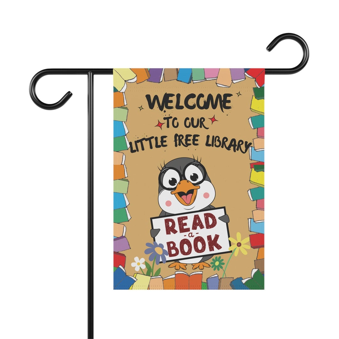 Happy Penguin Welcome Little Free Library Flag, Free Little Library ...