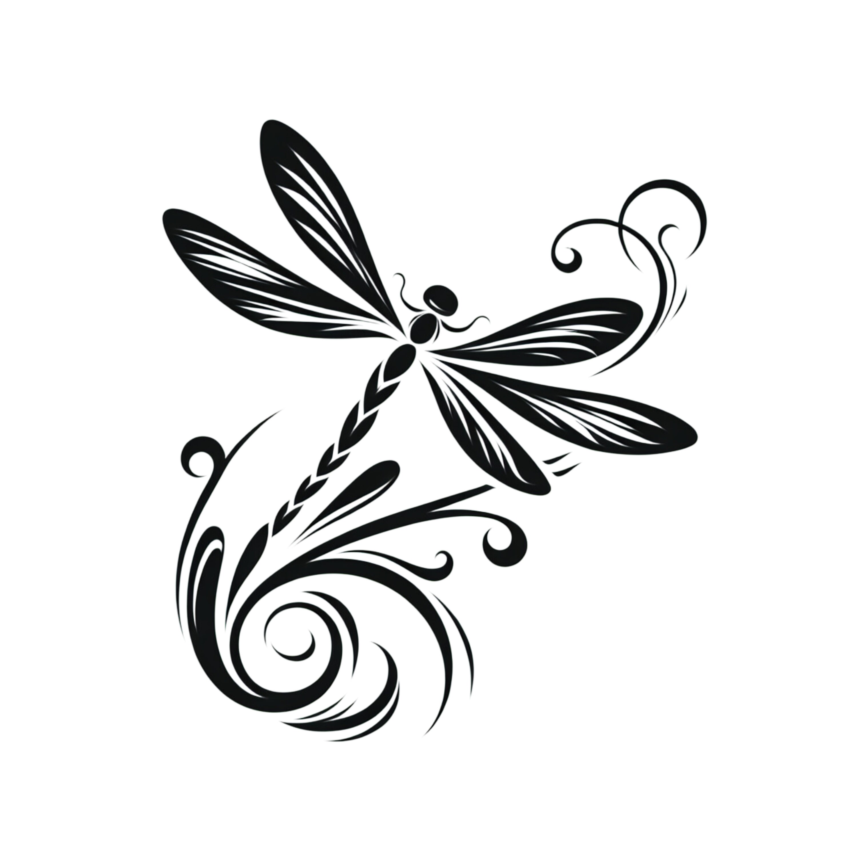 Whimsical Dragonfly Flowing Svg Png,dragonfly Tattoo,instant Download ...