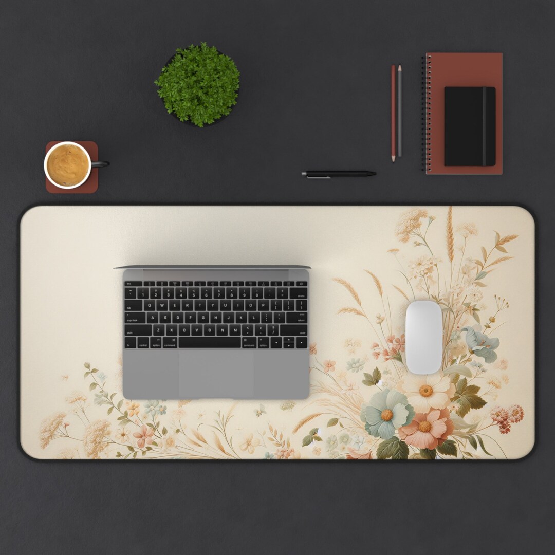 Watercolor Floral Desk Mat, Gamer Desk Pad, Meadow Decor, Workspace Mat ...