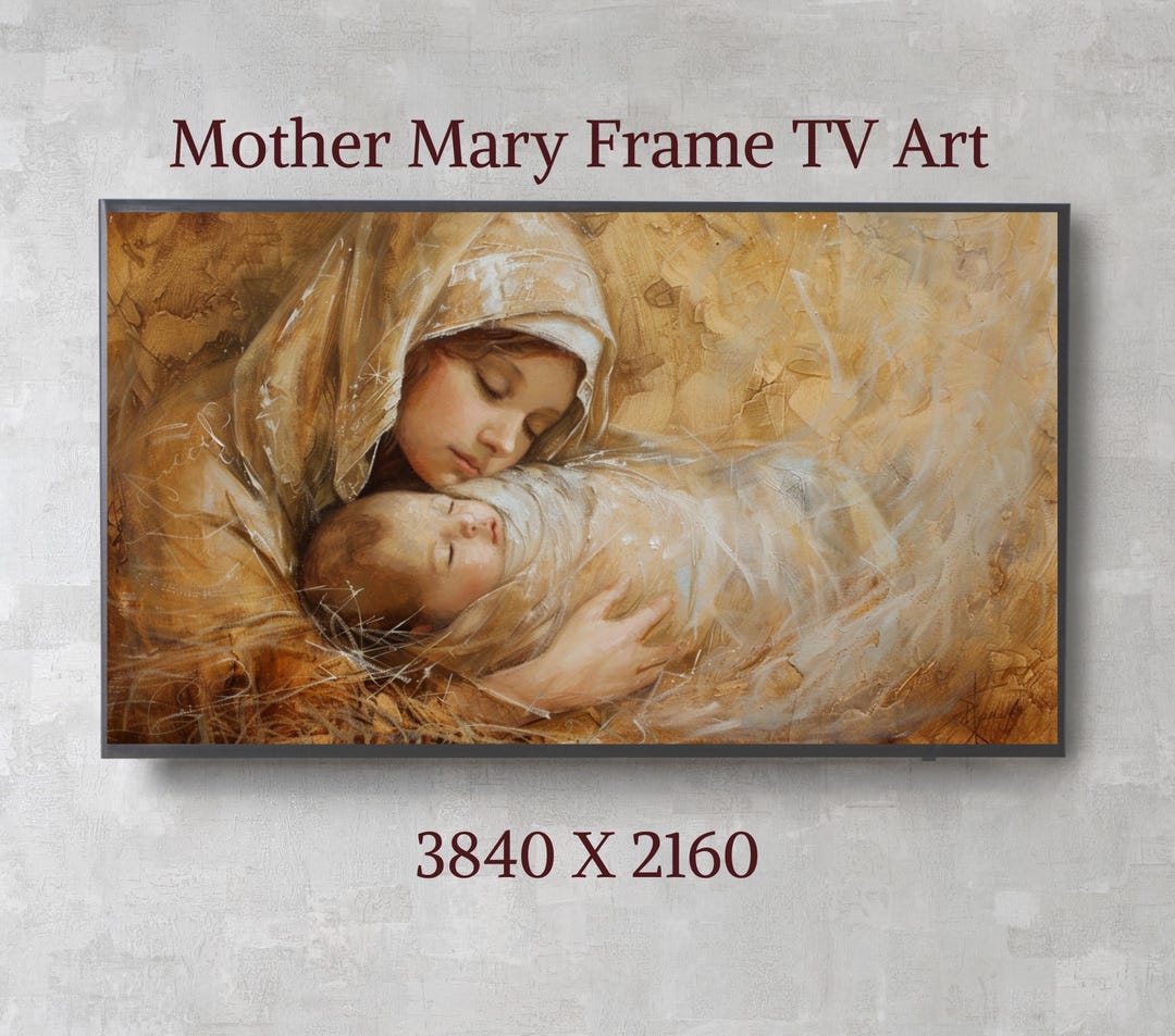 Mary Treasuring Jesus Frame Tv Art, Nativity Frame Tv Art, Jesus Frame ...