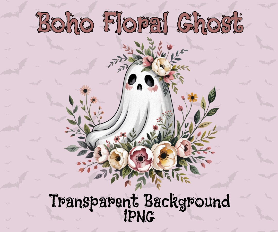 Boho Floral Ghost PNG: Autumn Halloween Clipart (digital Download - Etsy