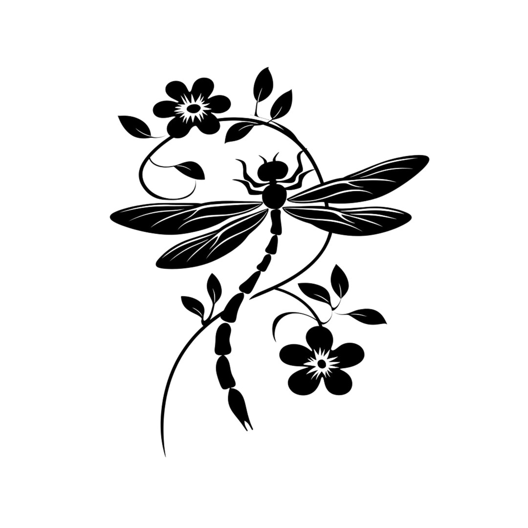 Floral Dragonfly Illustration, Minimalist Design (SVG, PNG) - Etsy