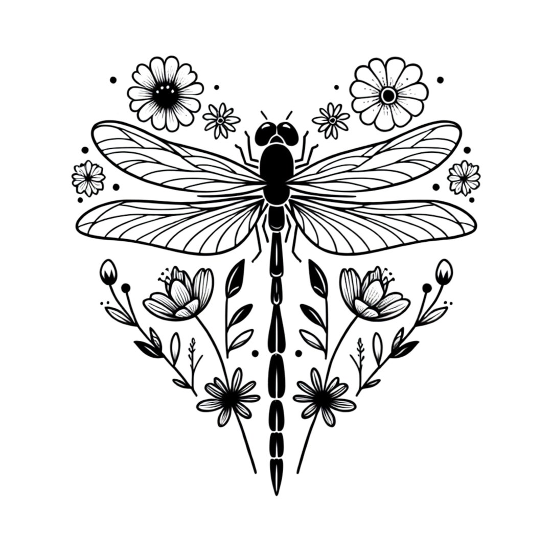Dragonfly Floral Clipart, Whimsical Vector SVG PNG (digital Download ...