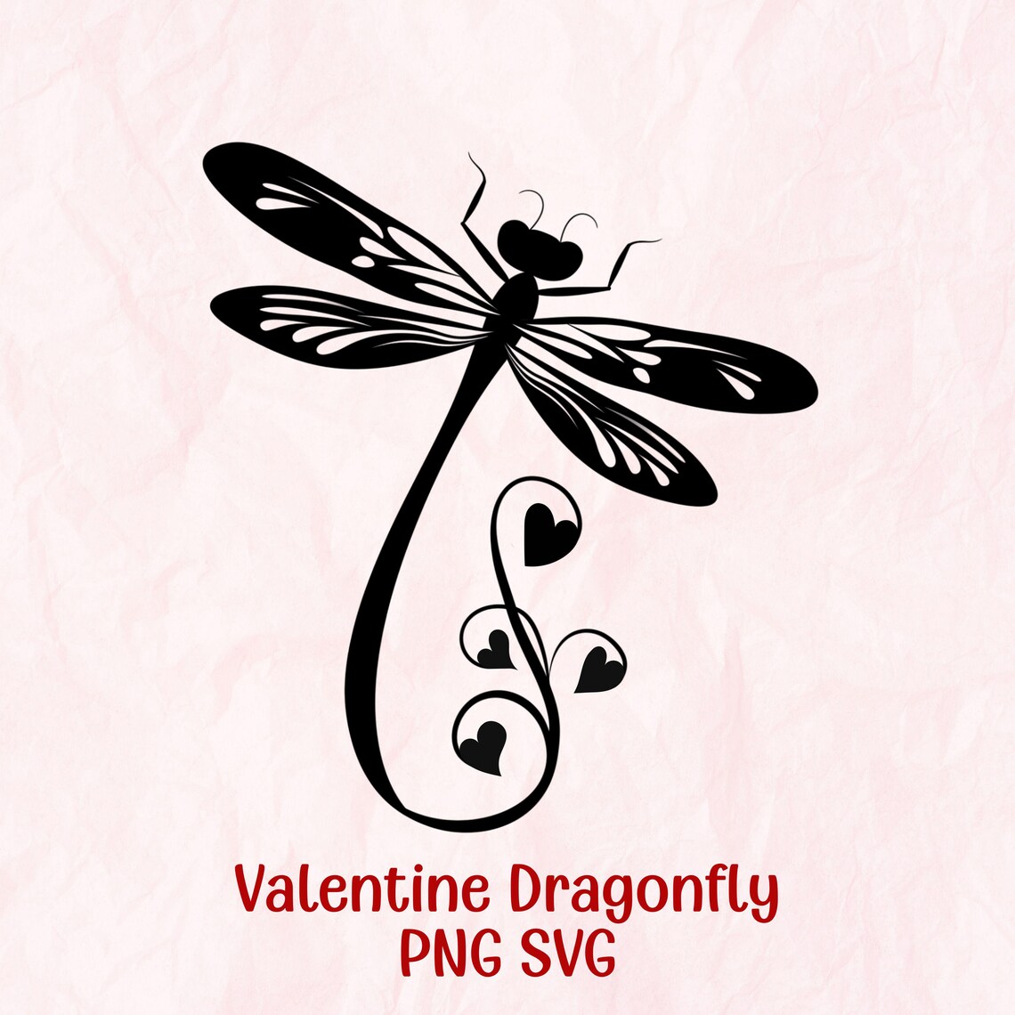 Valentine Dragonfly Clipart, Whimsical Dragonfly With Hearts SVG PNG ...