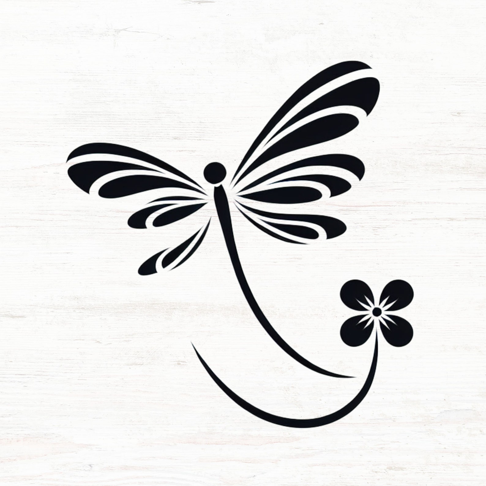 Whimsical Dragonfly Flower SVG Png,black and White Vector Butterfly ...