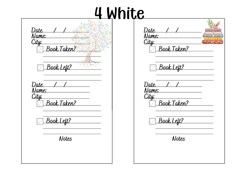 Little Free Library Printable Sign in Sheets, Little Free Library Guest ...