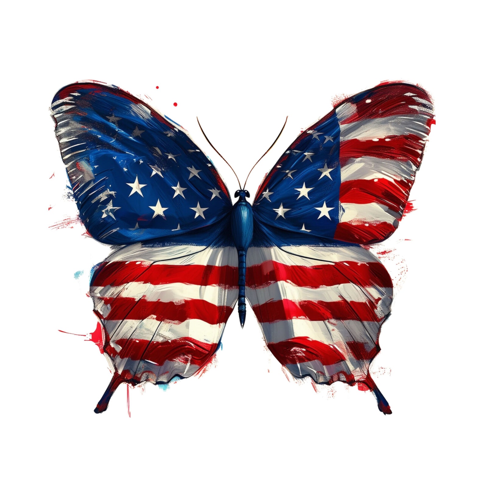 American Flag Butterfly Clipart, USA Patriotic Butterfly Digital Art ...