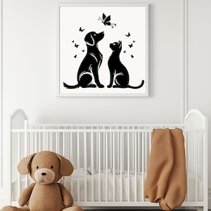 Dog Cat Friends SVG, Pet Lovers Svg Png, Cat and Dog Vector, Dog Cat ...