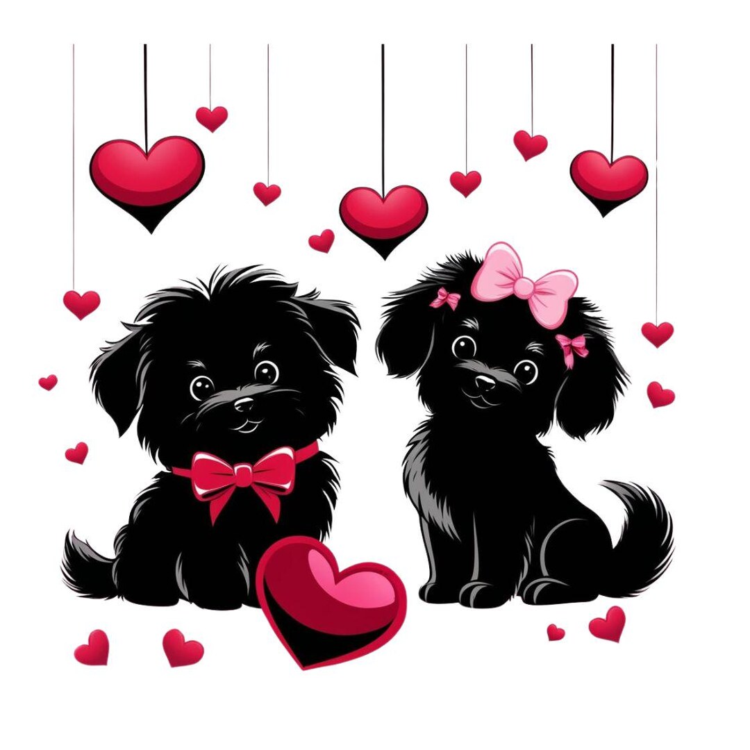 Puppy Love Clipart, Cute Valentine Puppy Clipart, Valentines Day Dogs ...