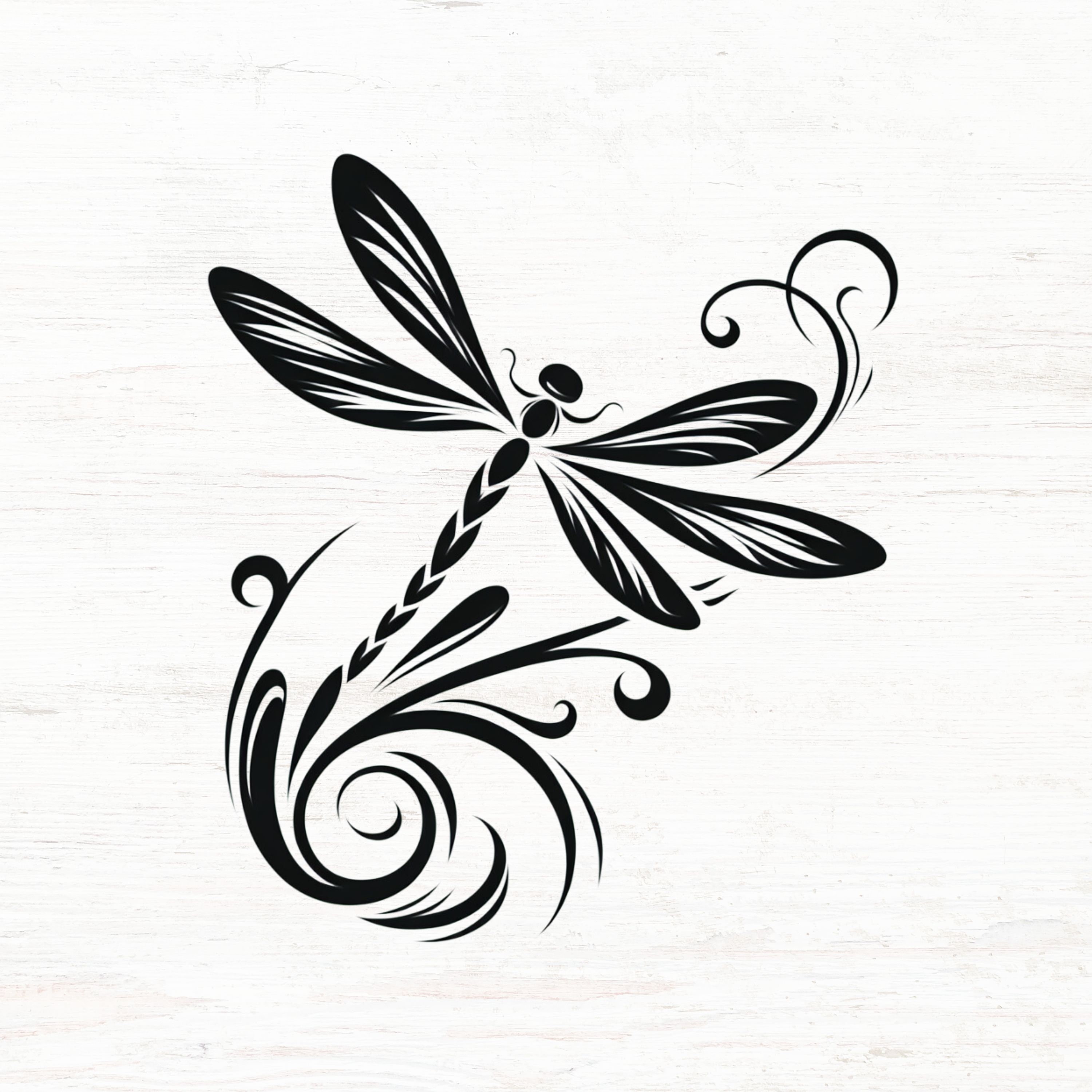 Whimsical Dragonfly Flowing Svg Png,dragonfly Tattoo,instant Download ...