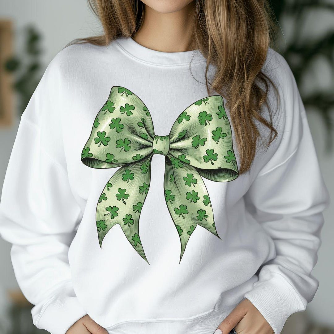Clover Coquette Bow PNG, Shamrock Bow PNG, St Patrick's Girly Clipart ...