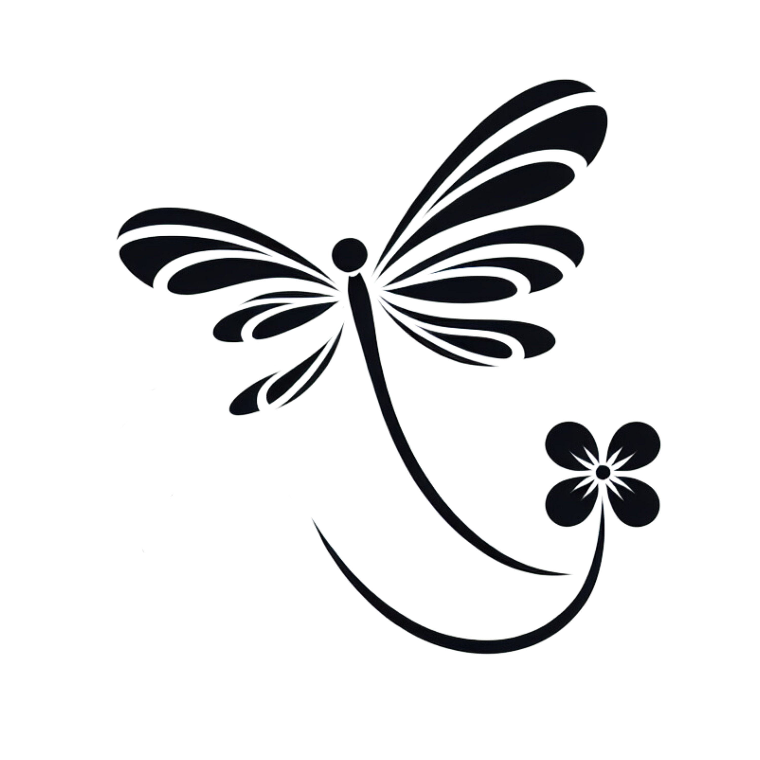 Whimsical Dragonfly Flower SVG Png,black and White Vector Butterfly ...