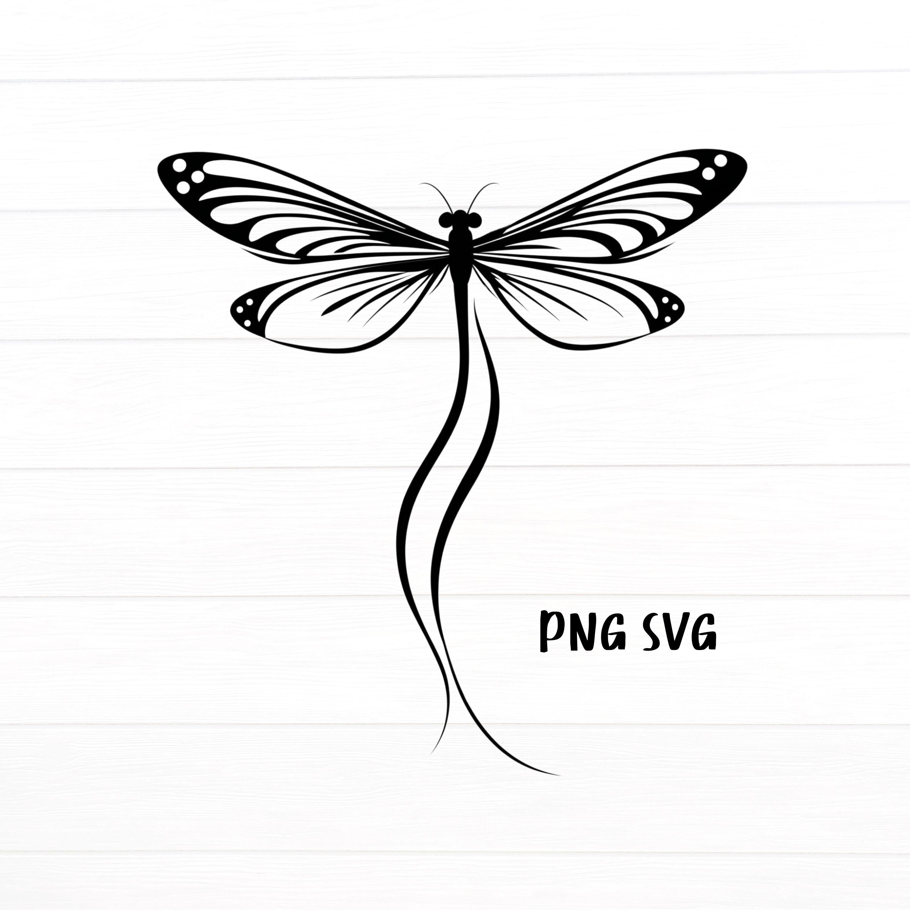 Minimalist Dragonfly Clipart, Simple Dragonfly Vector, Black and White ...
