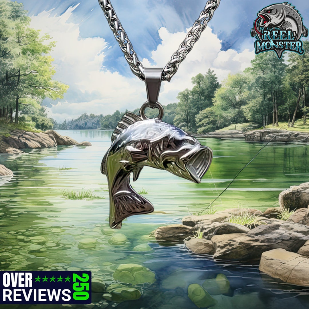 Bass Fishing Necklace Fishing Jewelry Gift for Fisherman Largemouth ...