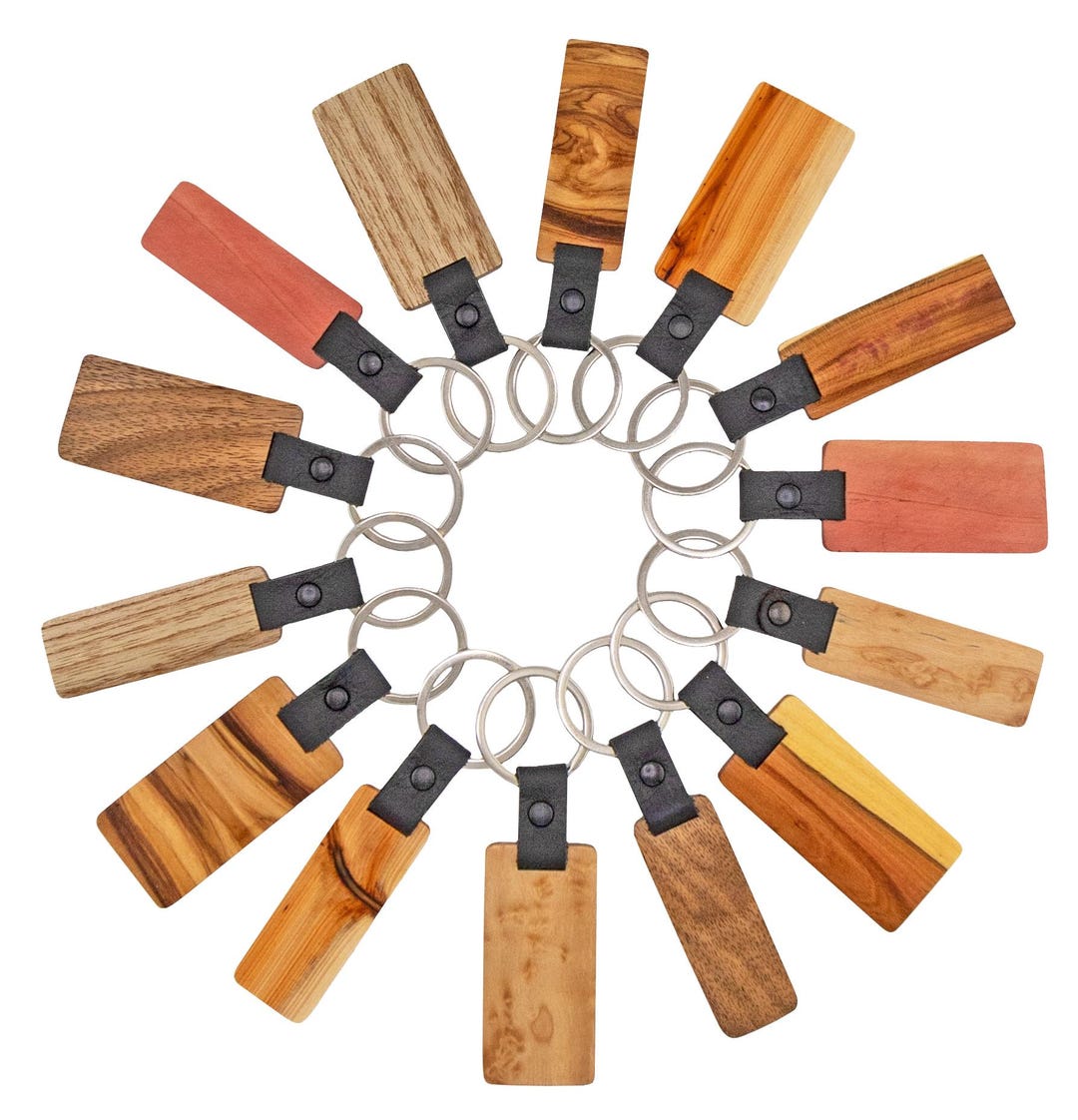 Real Wood Keychain | 2 Sizes | Fine Olive Wood | Walnut | Cherry | Yew ...