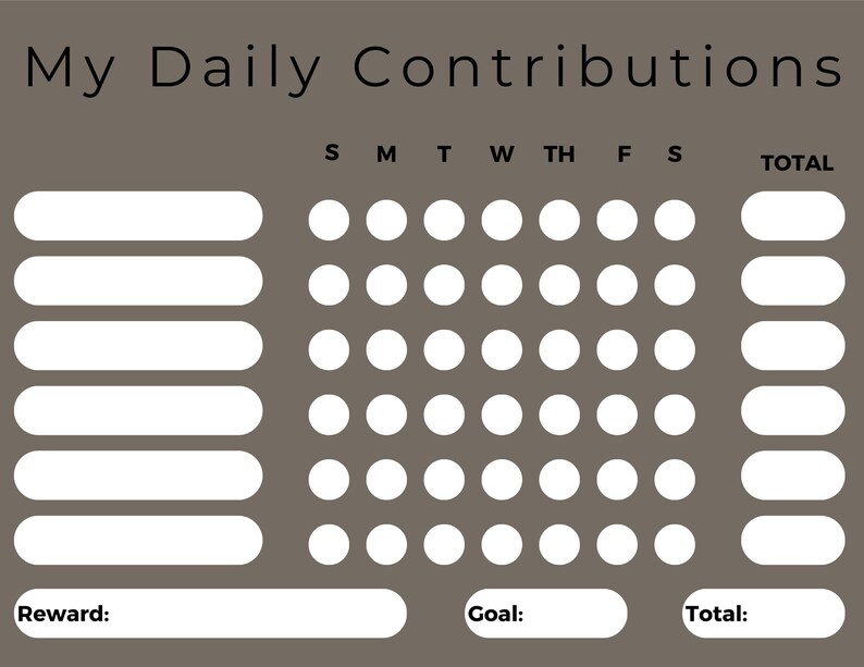 Neutral EDITABLE Contribution Chart | Kids Responsibility Chart, Chore ...
