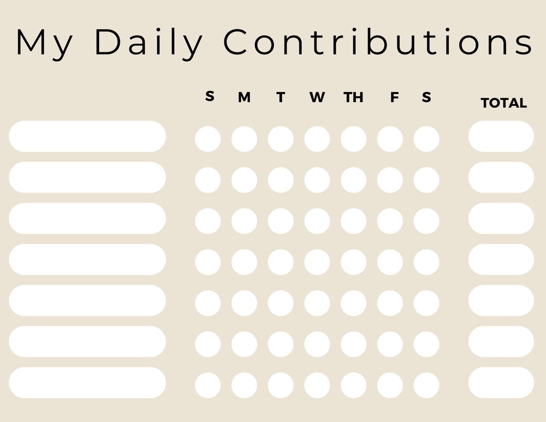 Neutral EDITABLE Contribution Chart | Kids Responsibility Chart, Chore ...