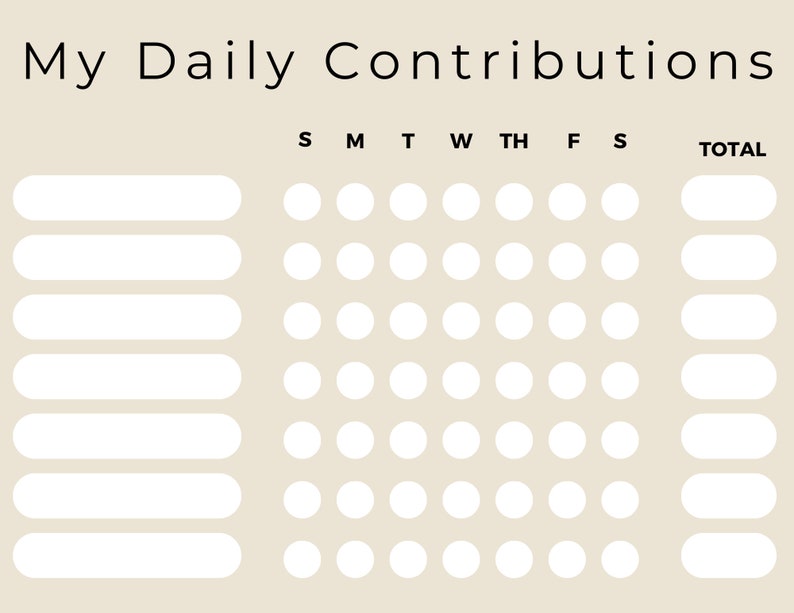 Neutral EDITABLE Contribution Chart | Kids Responsibility Chart, Chore ...