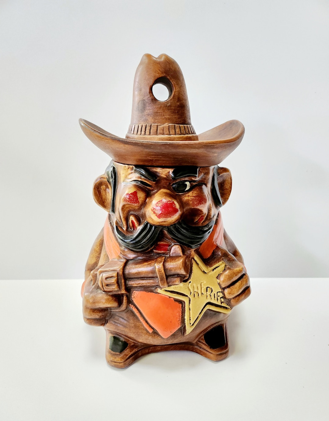Vintage Sheriff Cookie Jar, Mid Century Biscuit Stash Lidded Jar ...