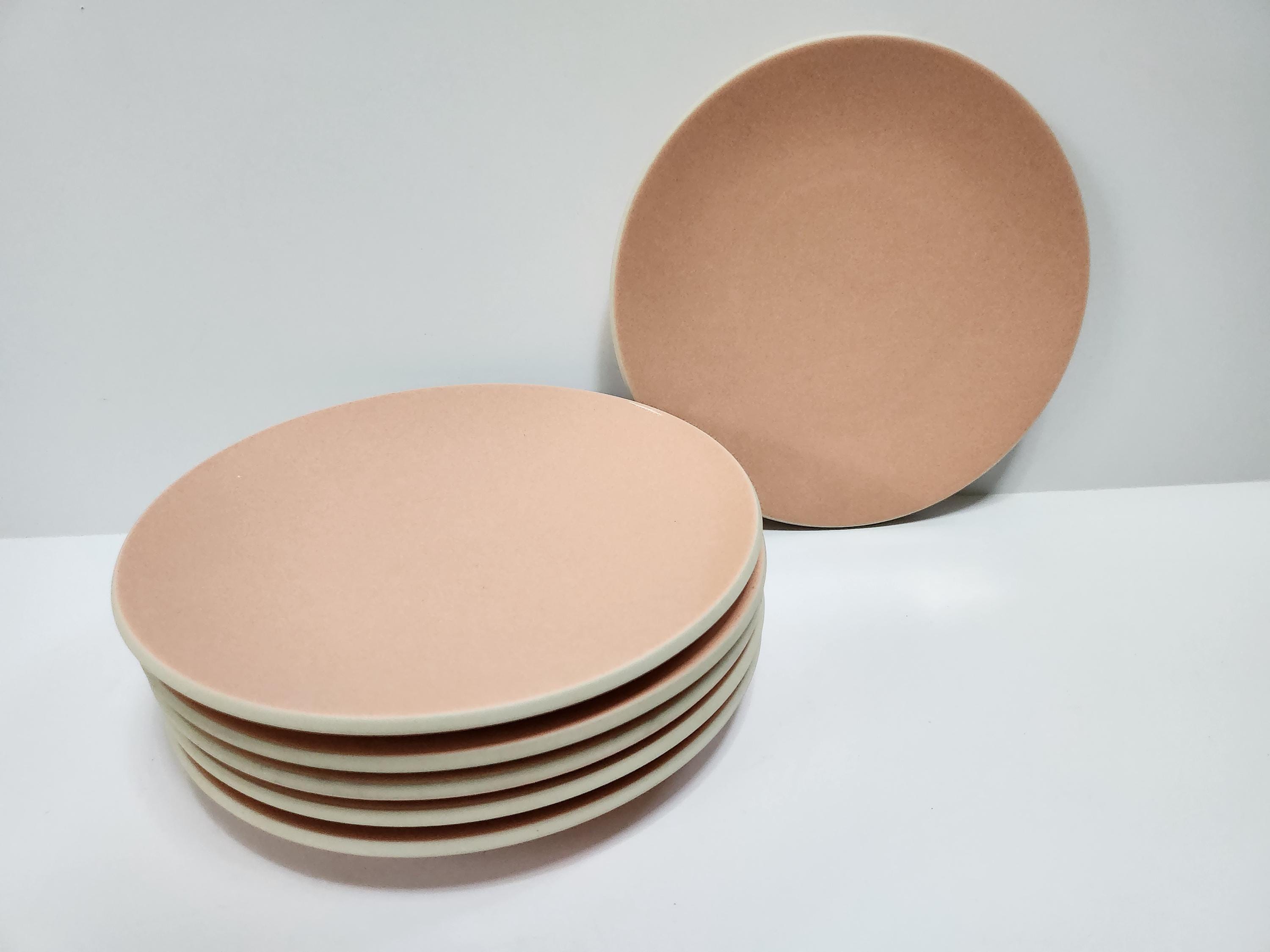 Vintage Sasaki Pink Snack Plates, Set of 6, Japanese Colorstone Salad ...