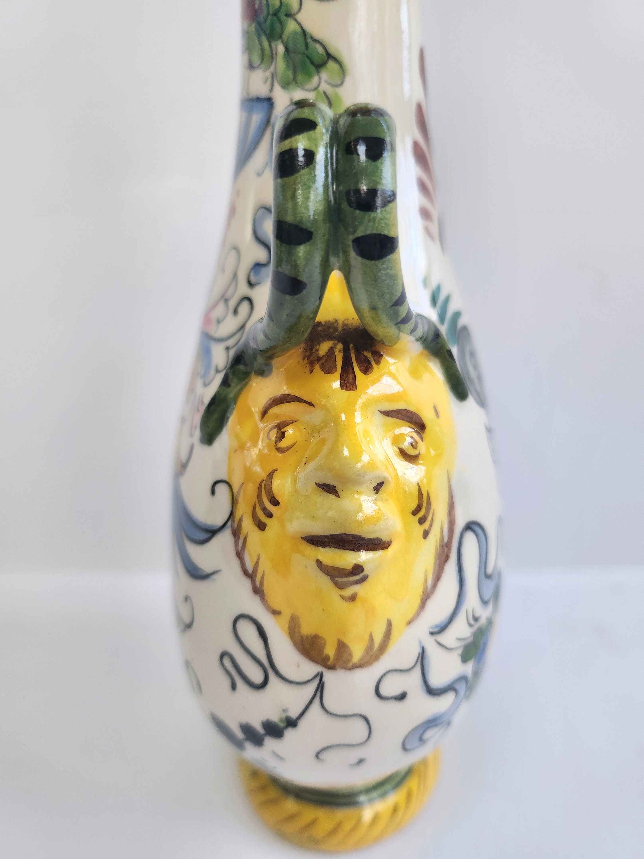 Italian Majolica Pilgrim Flask, Certosa Di Firenze Lidded Decanter ...