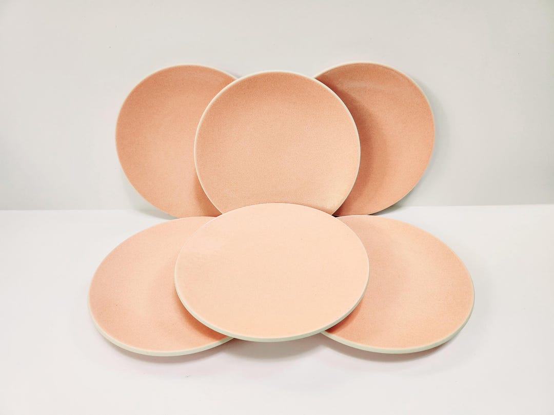 Vintage Sasaki Pink Snack Plates, Set of 6, Japanese Colorstone Salad ...