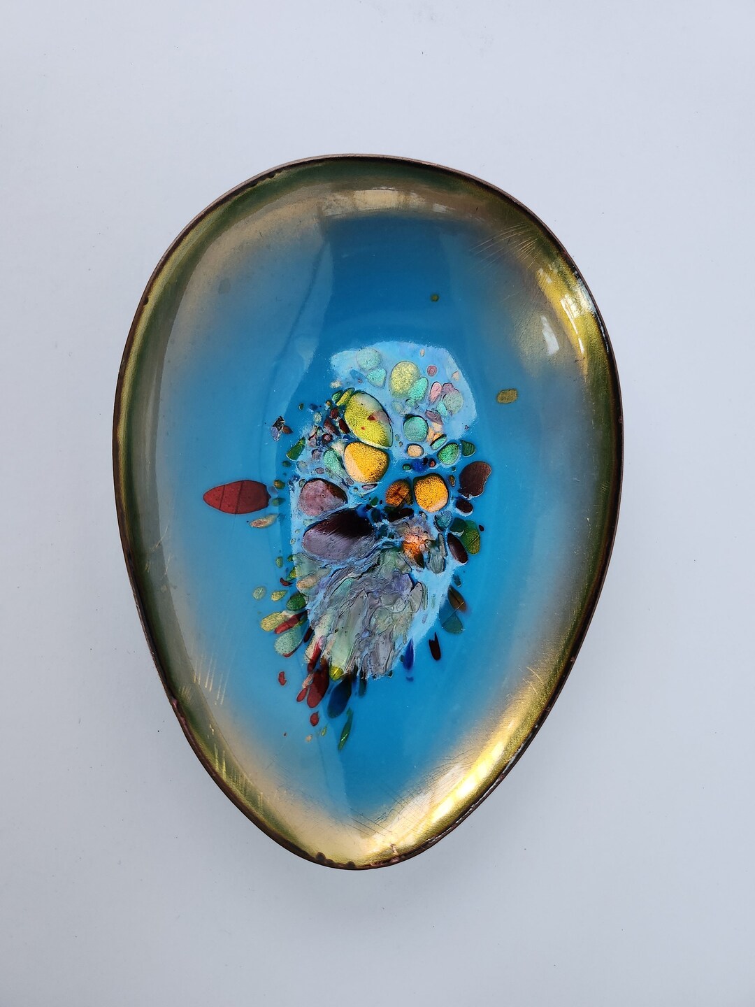Kareka Mid Century Enamel Ring Dish, Modern Metal Enameled Trinket Tray ...