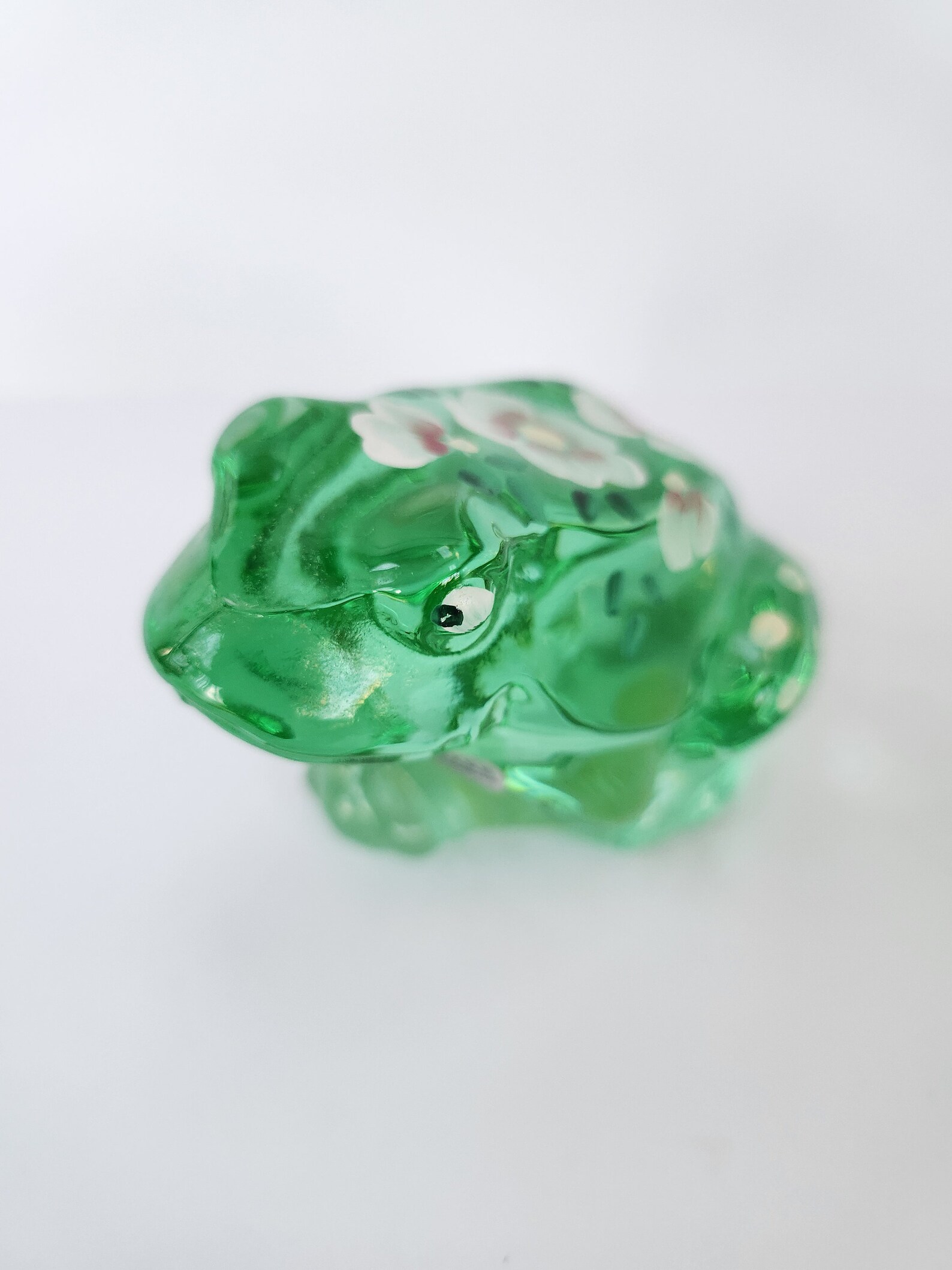 Vintage Fenton Glass Green Frog Figurine, Collectible Handpainted Toad ...