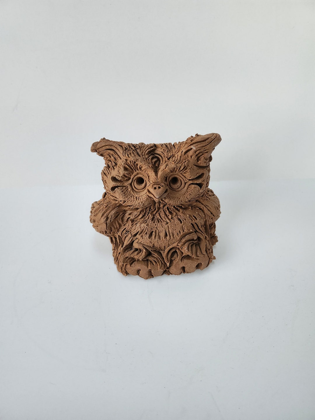 Vintage Buhner Studio Clay Owl Figurine, Handmade Quirky Bird Sculpture ...