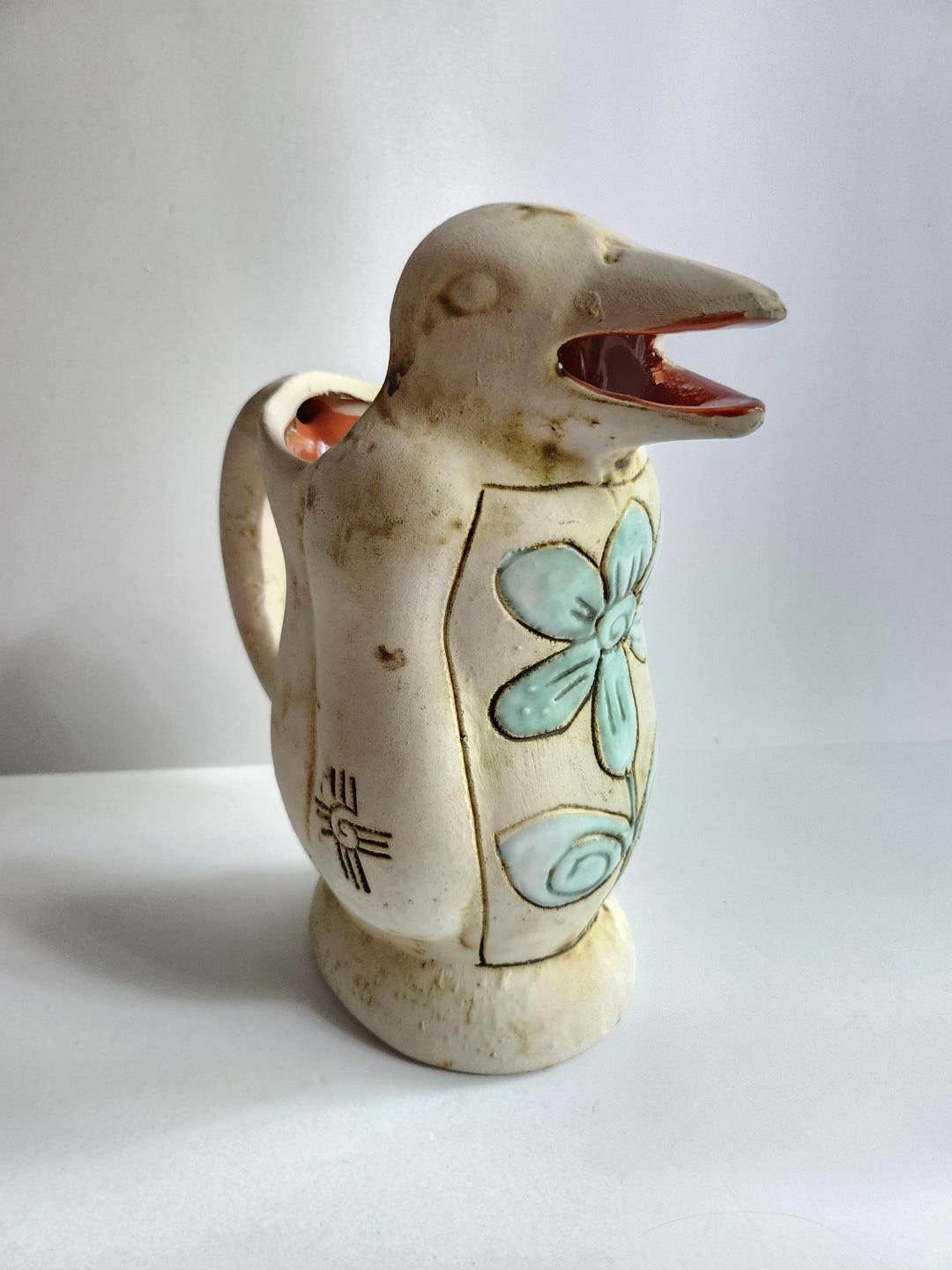 Penguin Pottery Pitcher, Bird Art Decanter, Zia Sun Swirl Variant ...