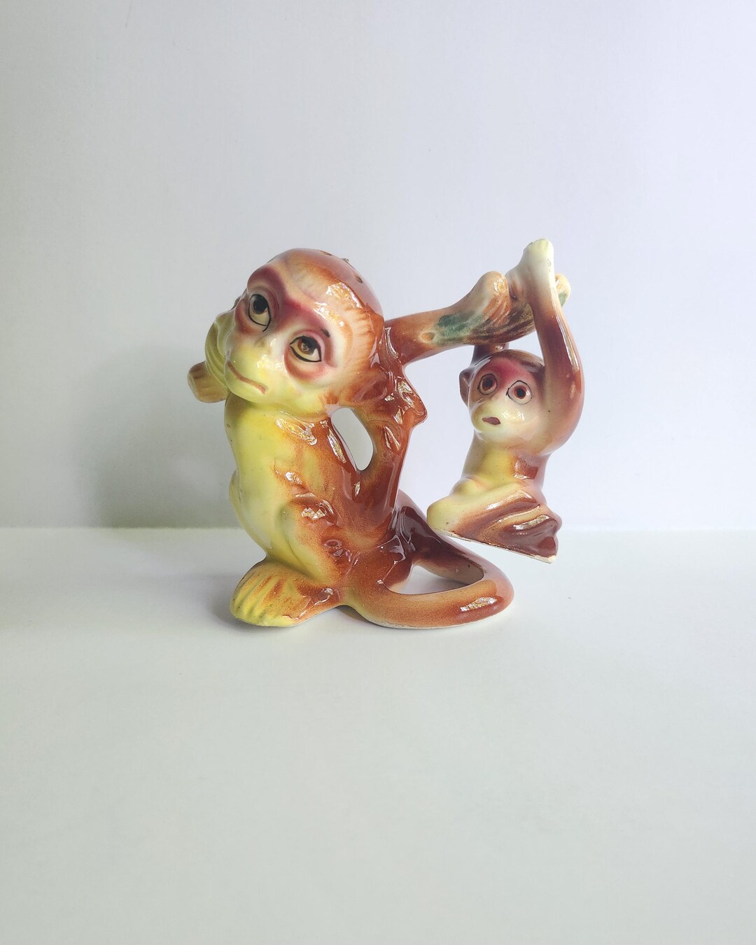 Vintage Monkeys Salt and Pepper Shakers- Swinging Baby With Mother ...