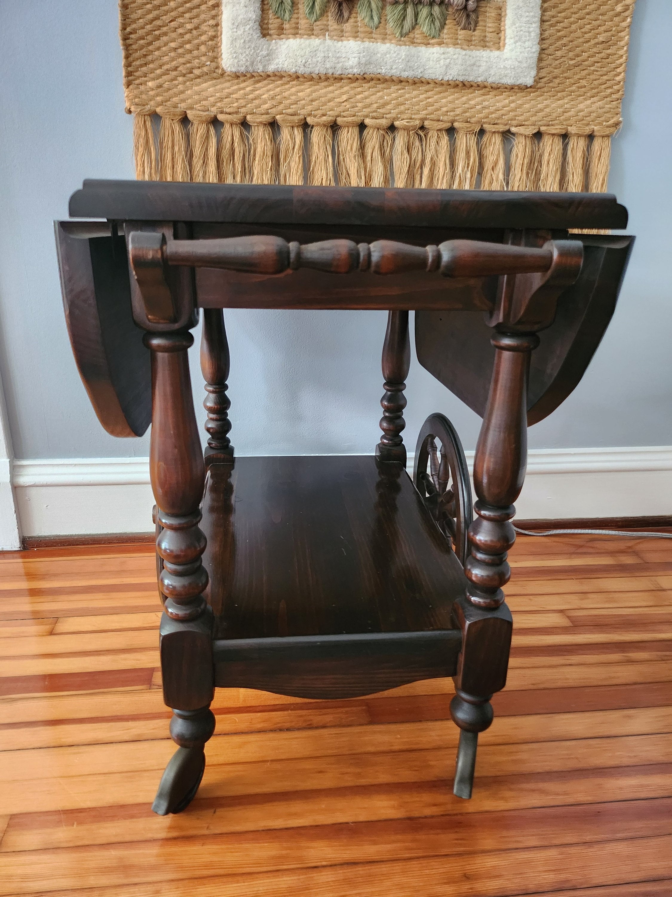 Vintage Wooden Drop Leaf Tea Cart Rolling Serving Tray Tea - Etsy
