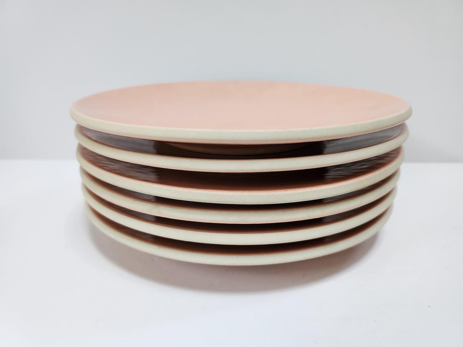 Vintage Sasaki Pink Snack Plates, Set of 6, Japanese Colorstone Salad ...