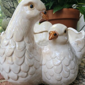 Vintage Love Doves Derps Glazed Planter Pot, Large Ceramic White Birds ...