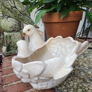 Vintage Love Doves Derps Glazed Planter Pot, Large Ceramic White Birds ...
