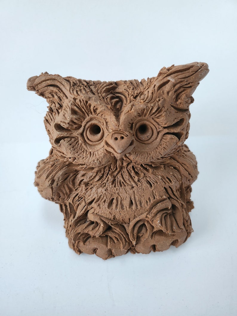 Vintage Buhner Studio Clay Owl Figurine, Handmade Quirky Bird Sculpture ...