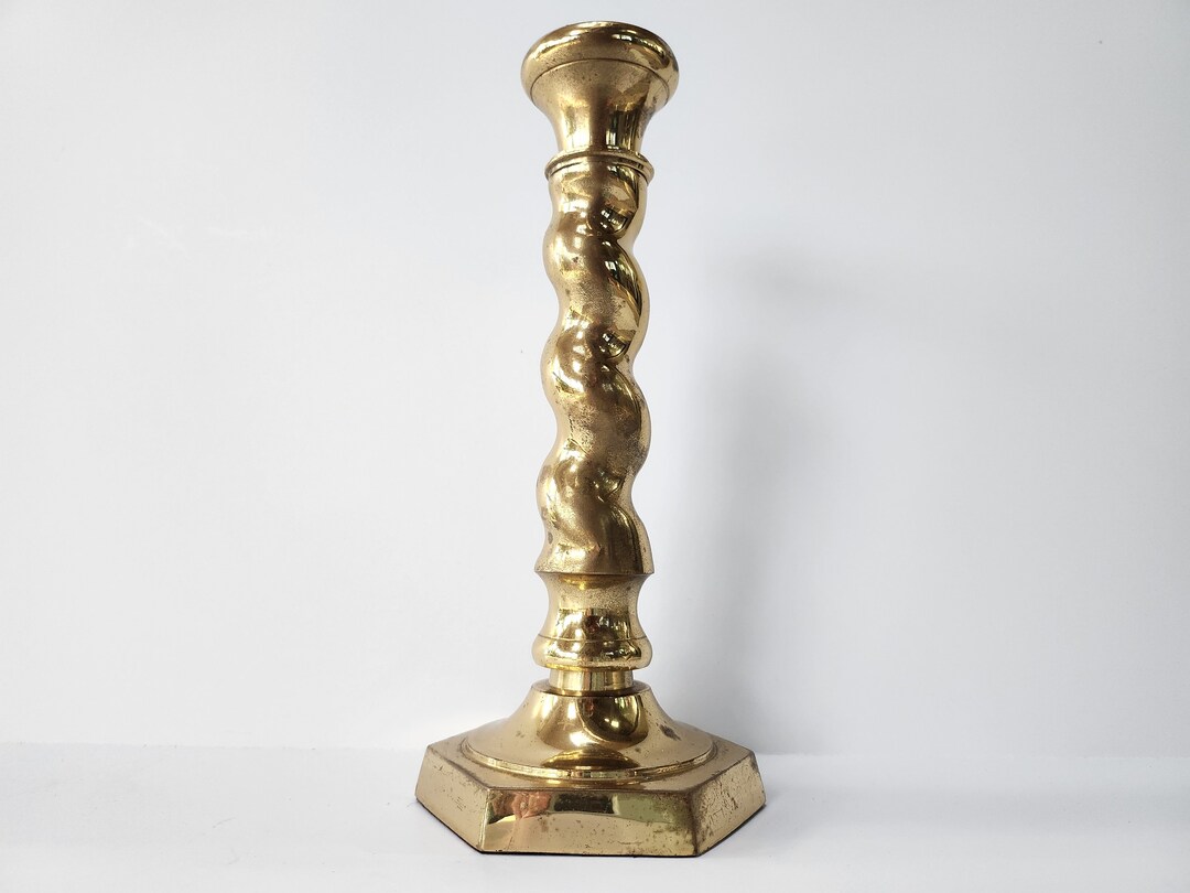 Vintage Brass Barley Twist Candle Holder, Twisted Gold Taper ...