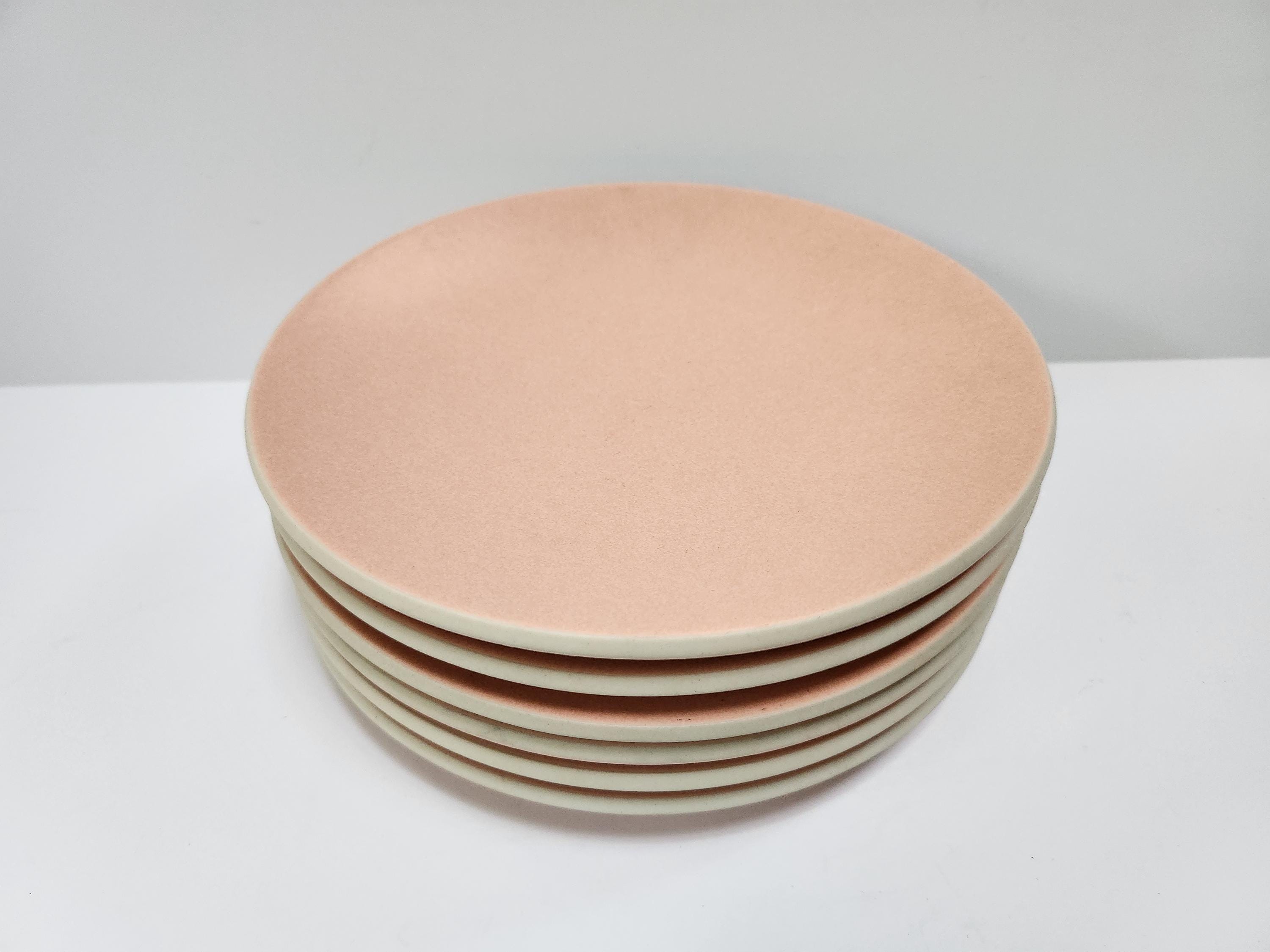 Vintage Sasaki Pink Snack Plates, Set of 6, Japanese Colorstone Salad ...