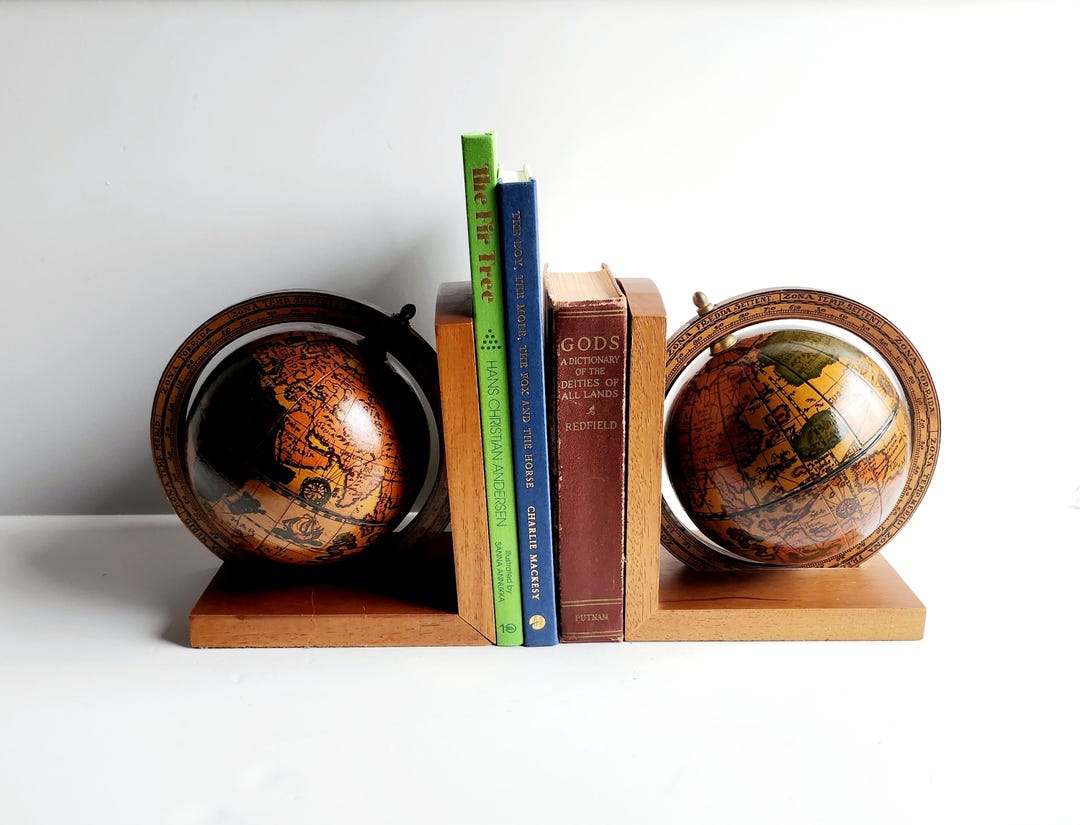 Old World Globe Bookends, Mid Century Italian Home Decor, Book Nook ...
