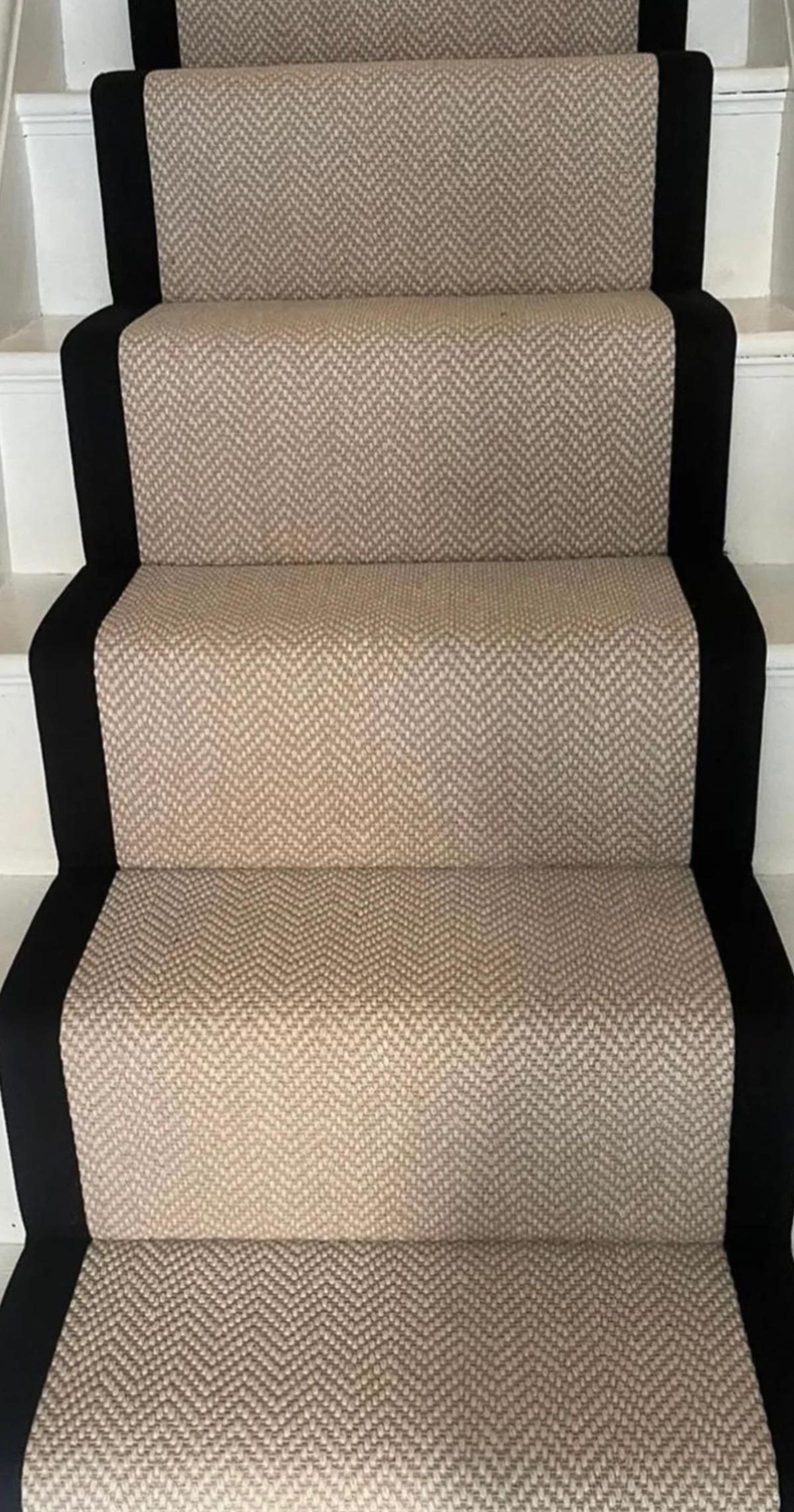 Black Border Herringbone Stair Runner - Etsy