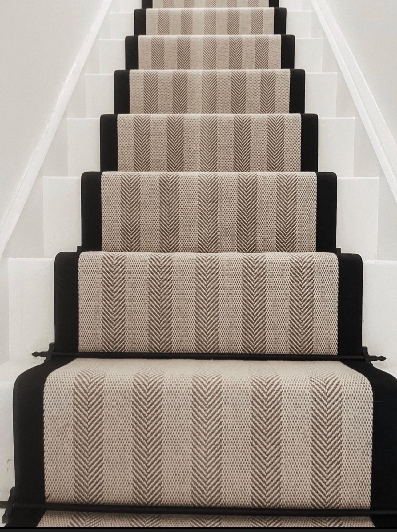 Black Border Herringbone Stair Runner - Etsy