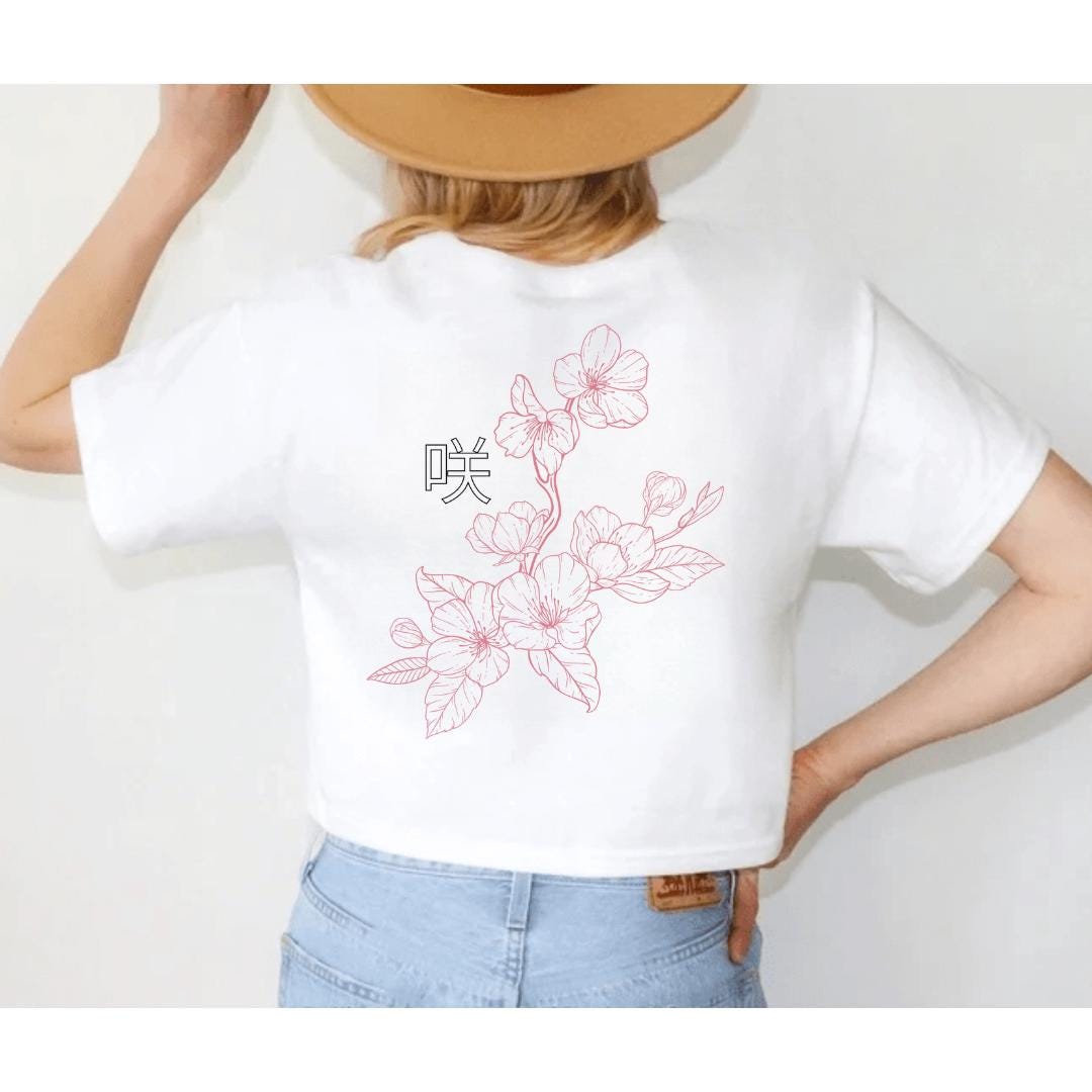 Cherry Blossom Crop Top, Cherry Blossom Cropped Shirt, Japanese Shirt ...