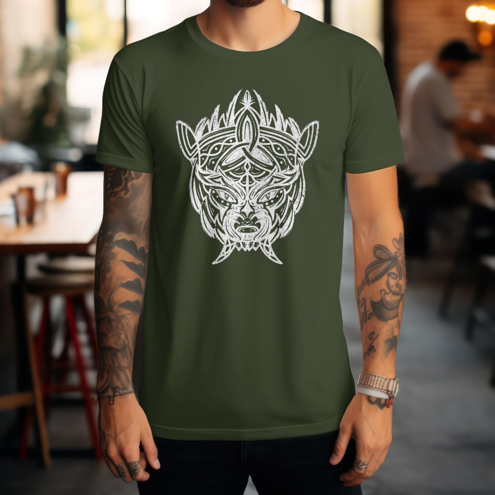 Fenrir Mandala Wolf T-shirt | Norse Mythology Celtic Knot Tribal ...