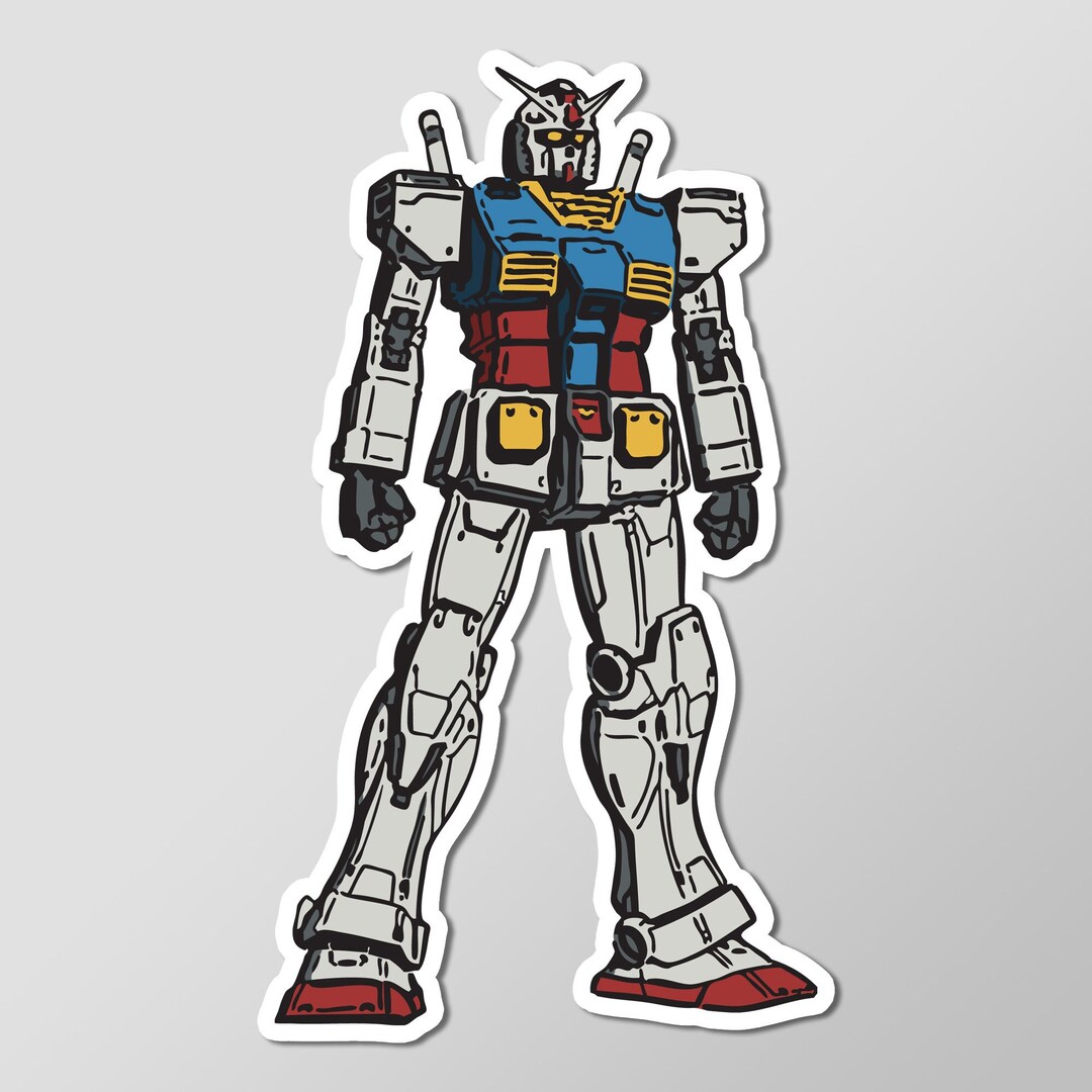 Mobile Suit Gundam RX-78-2 Classic Anime Glossy Vinyl Laminated Sticker ...