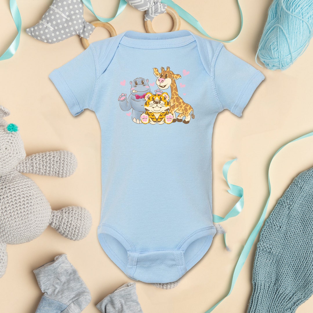 Cute Animals for Babies Bodysuit | Baby Hippo, Giraffe, Tiger Tee ...