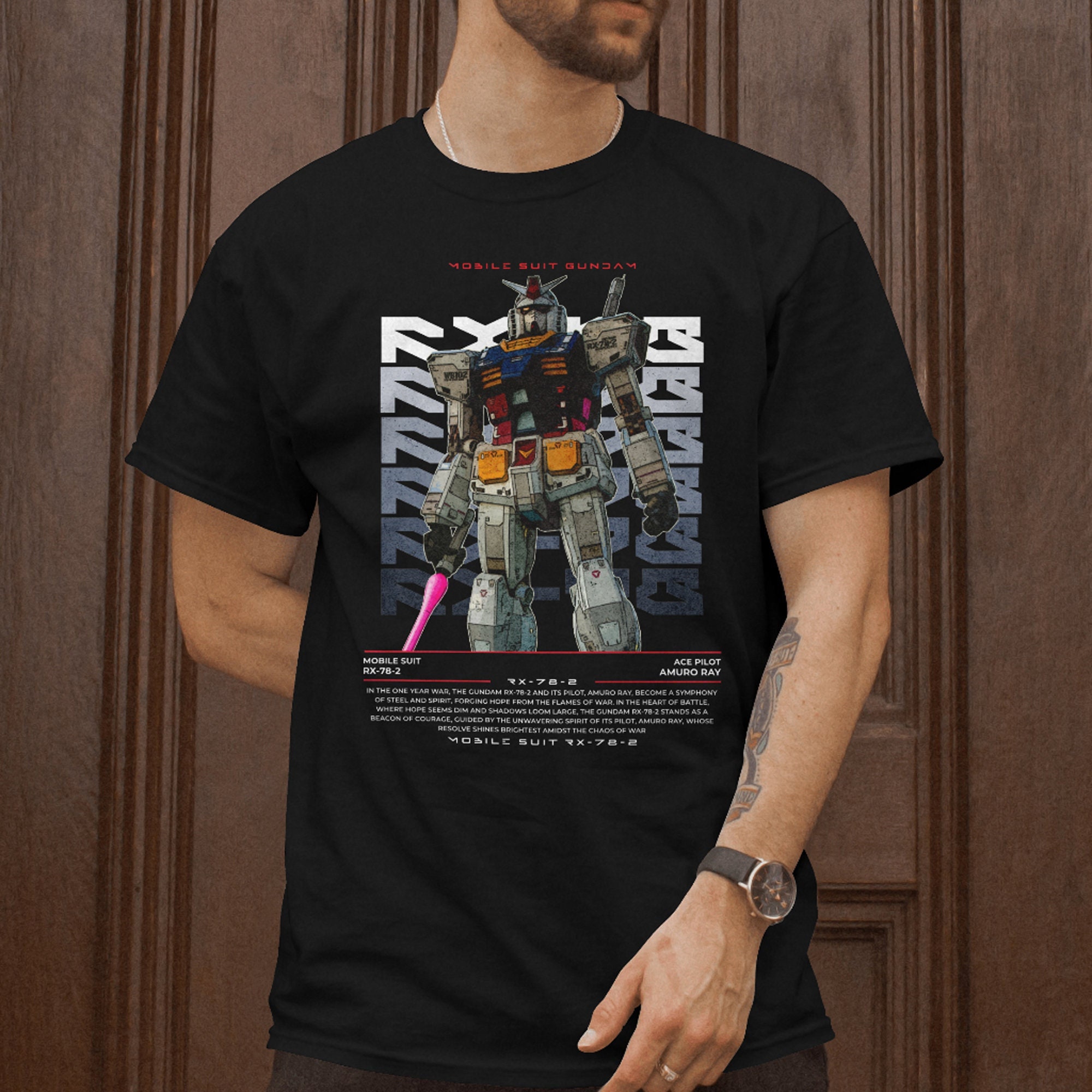 RX-78-2 Mobile Suit Gundam Amuro Ray Pilot Anime Show Poster Style Tee ...