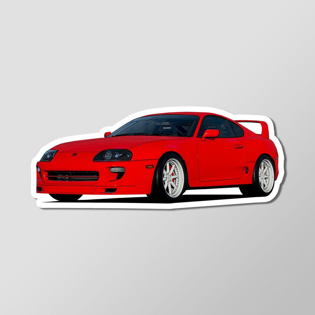 Red Supra MK4 JDM Classic Drift Car Tuner Car Glossy Vinyl Laminated ...