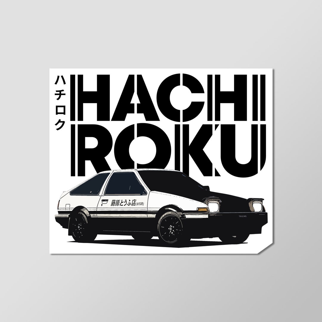 HACHI-ROKU AE86 Corolla Car Initial D Anime Minimalist Glossy Vinyl ...