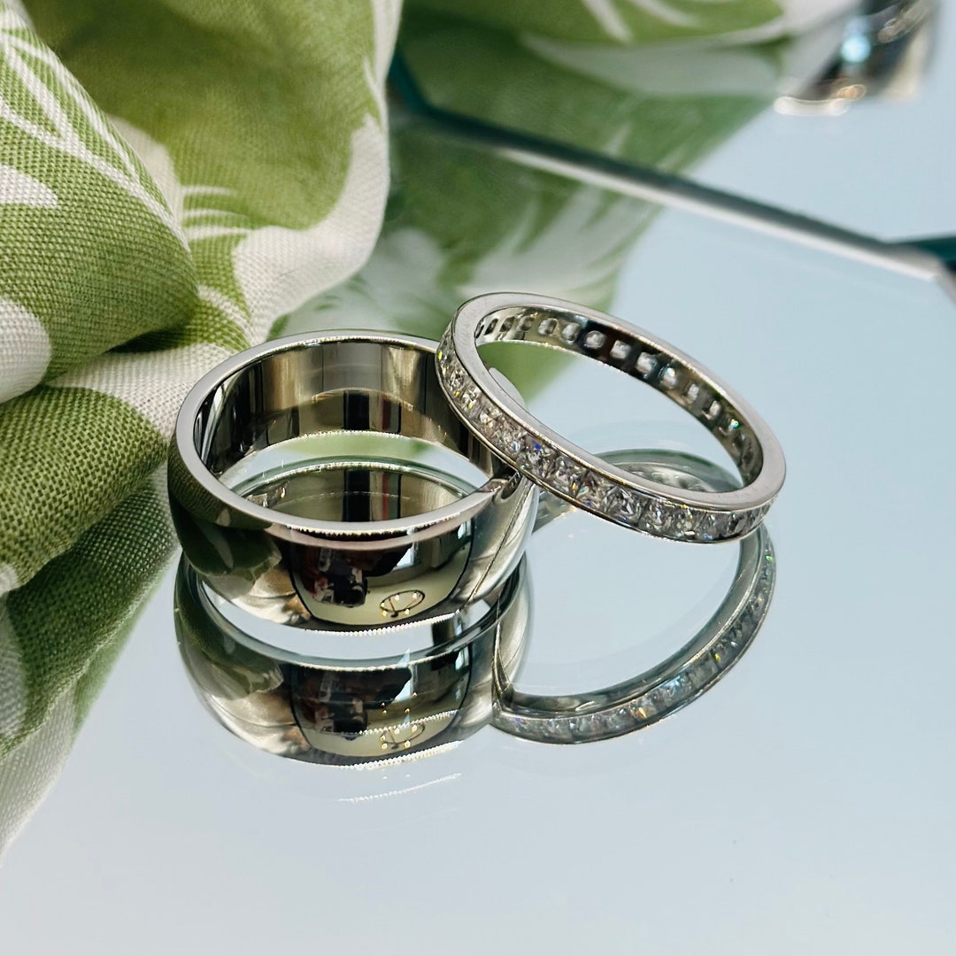 Set of 2 Stainless Steel Stackable Rings for Plus Size Women, Water ...